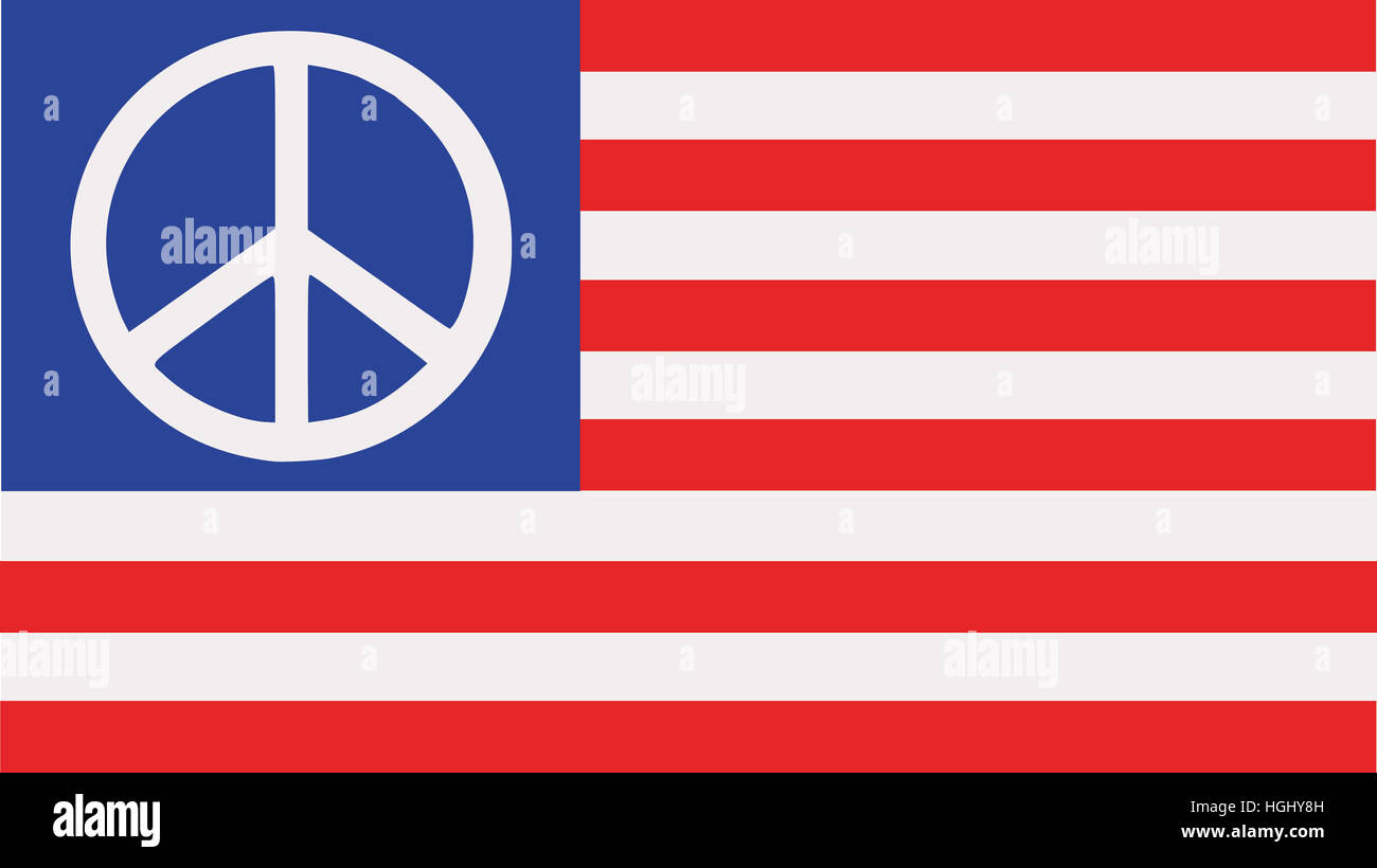 United States flag with peace sign Stock Photo - Alamy