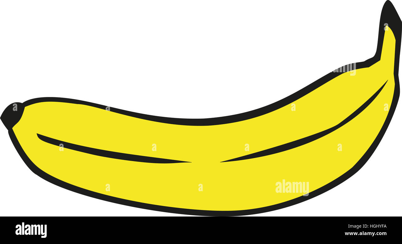 Yellow banana black outline hi-res stock photography and images - Alamy
