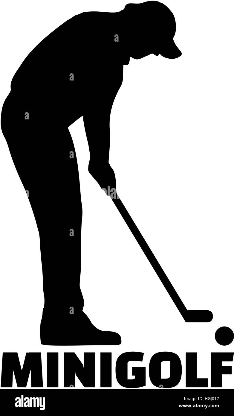 Miniature golf silhouette with word Stock Photo - Alamy