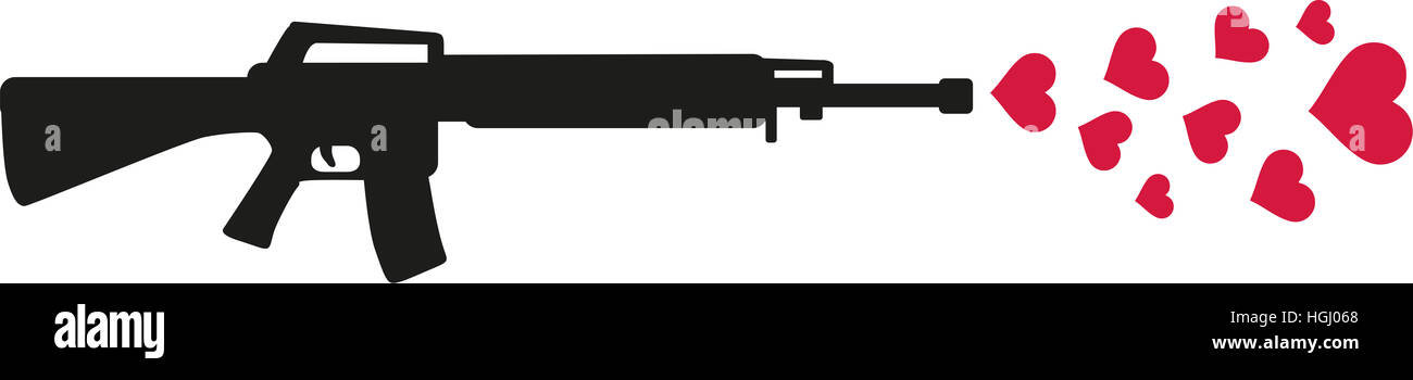 Sniper rifle shooting hearts - spreading love Stock Photo - Alamy