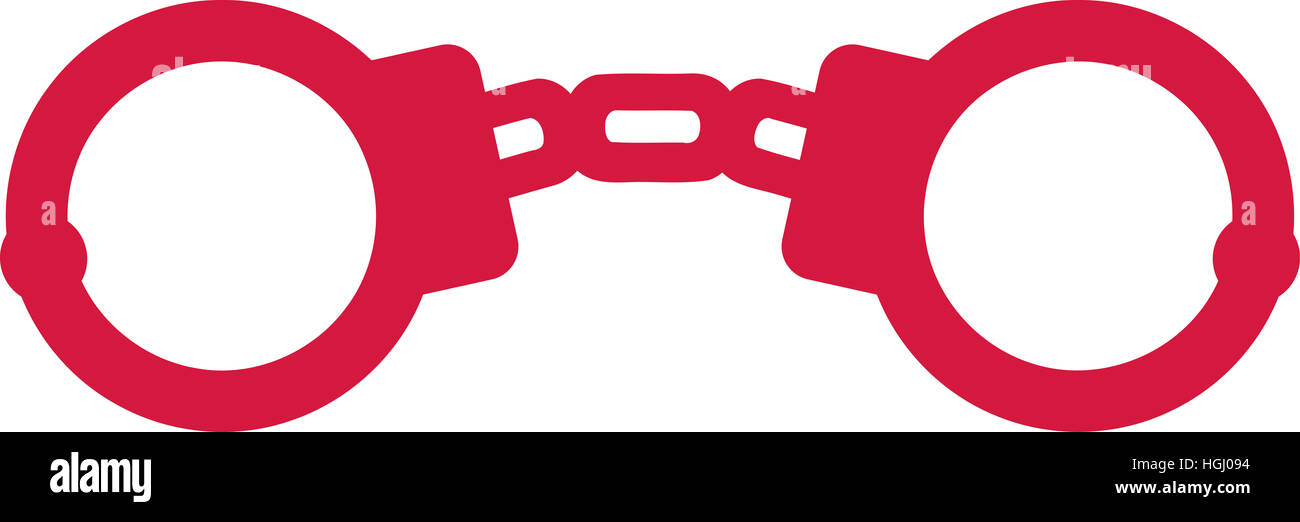Red hand cuffs icon Stock Photo - Alamy