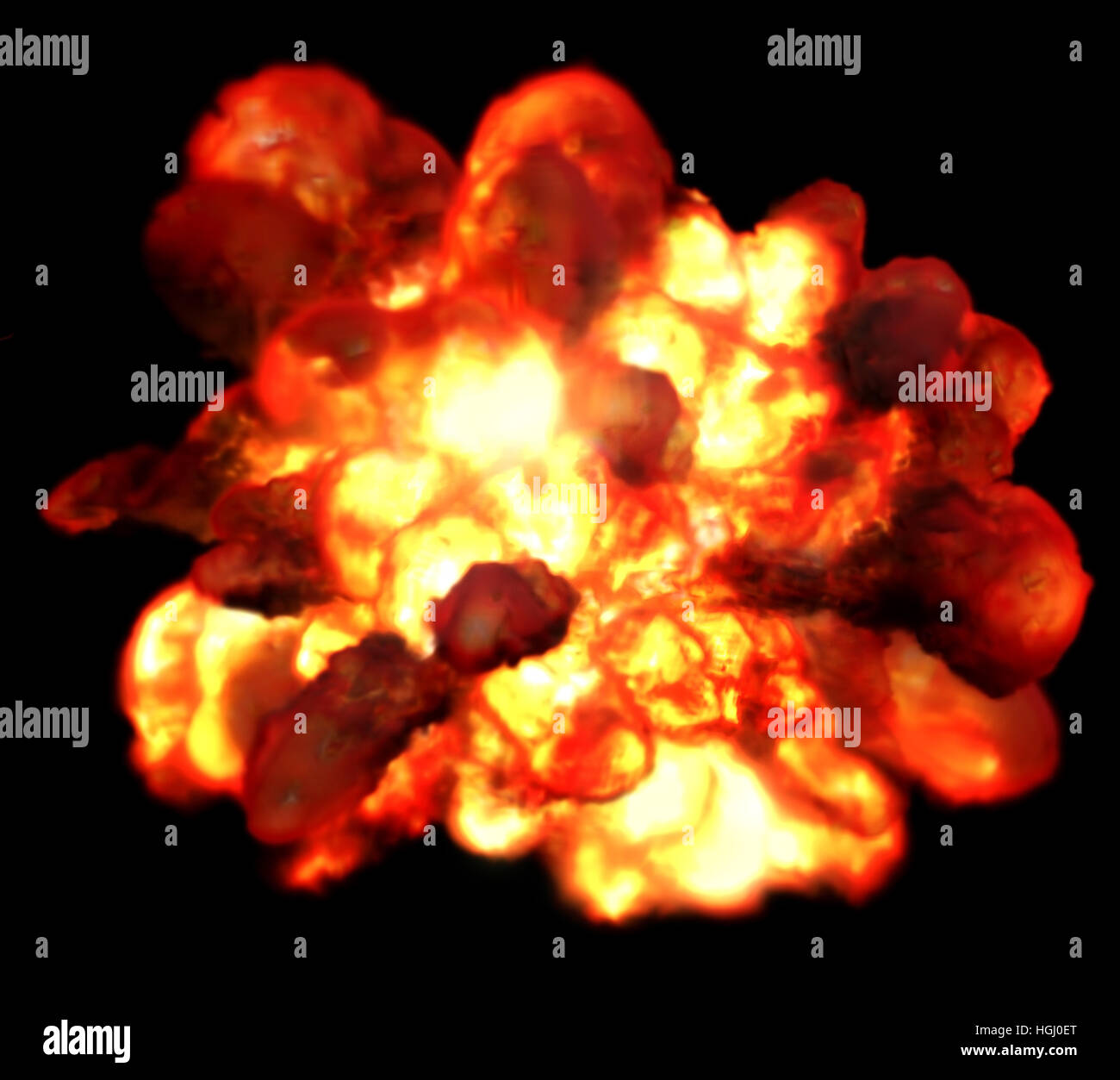 Explosion fire isolated on black background. Detonation bomb as game ...