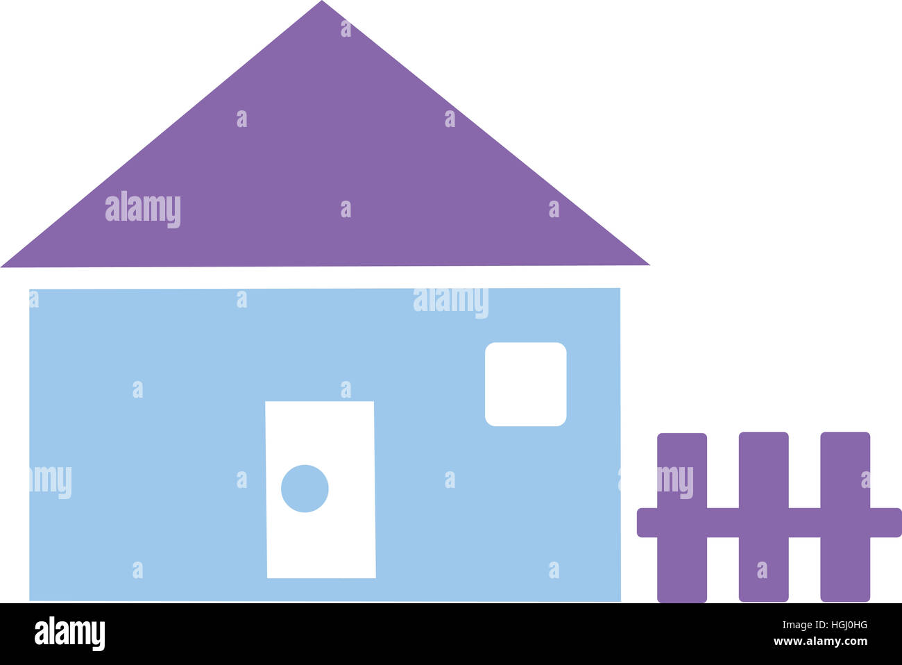 Cute house icon with garden fence Stock Photo - Alamy