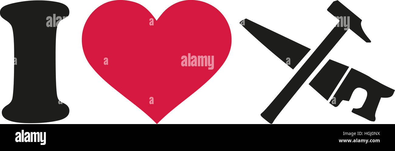 I love tools - hammer and saw Stock Photo - Alamy