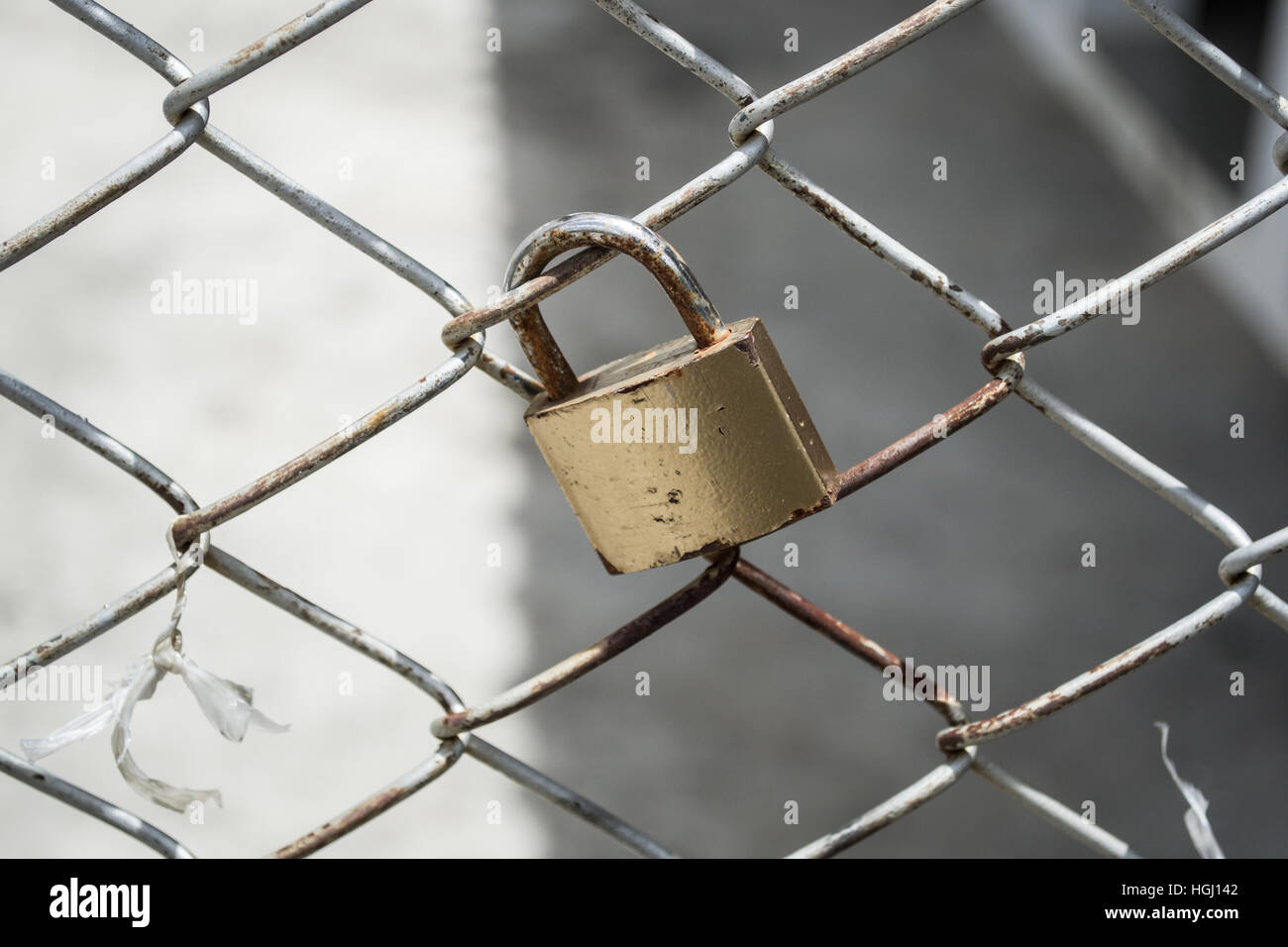 Padlock on Fence Stock Photo - Alamy