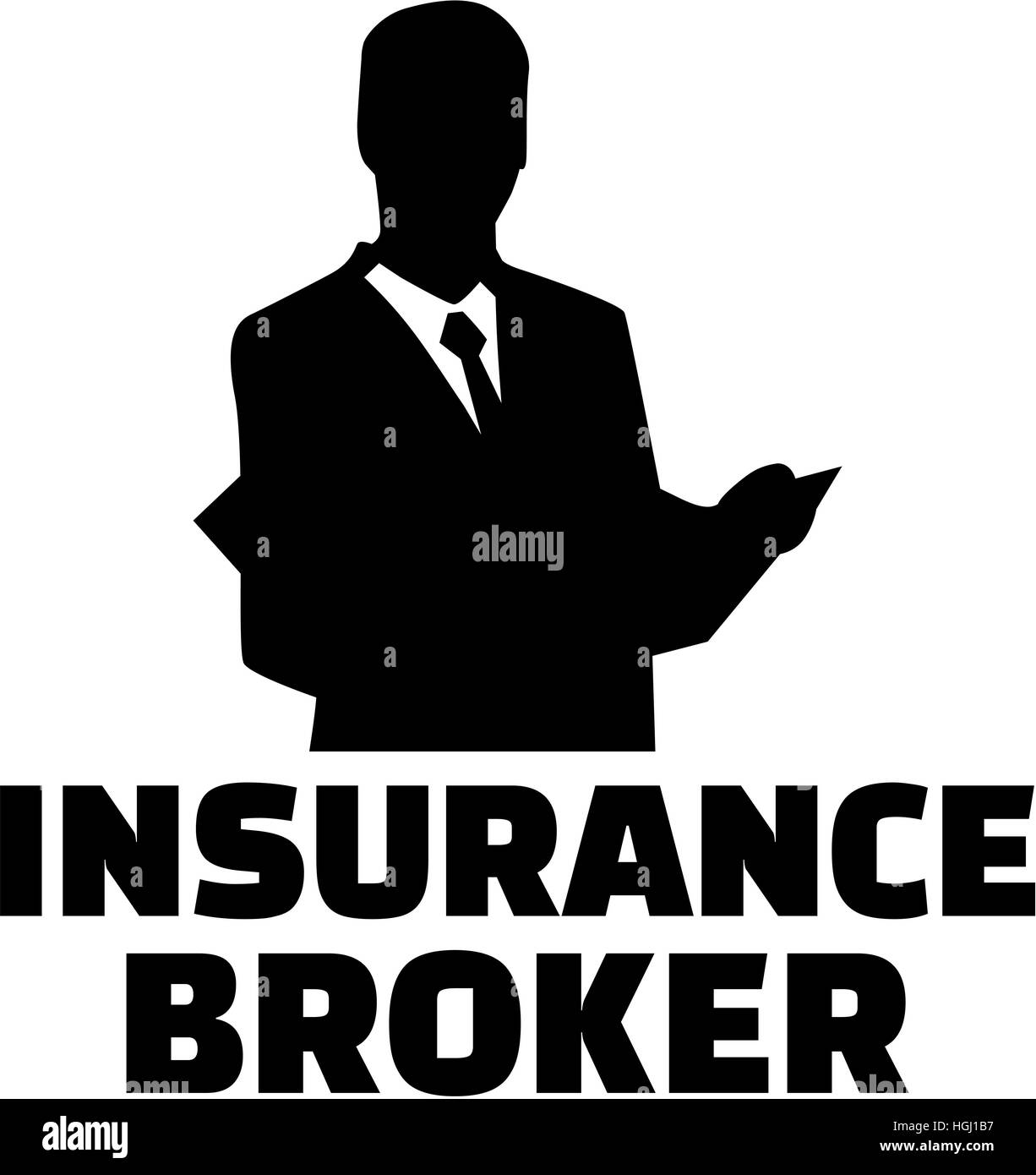 Insurance broker with man silhouette Stock Photo - Alamy