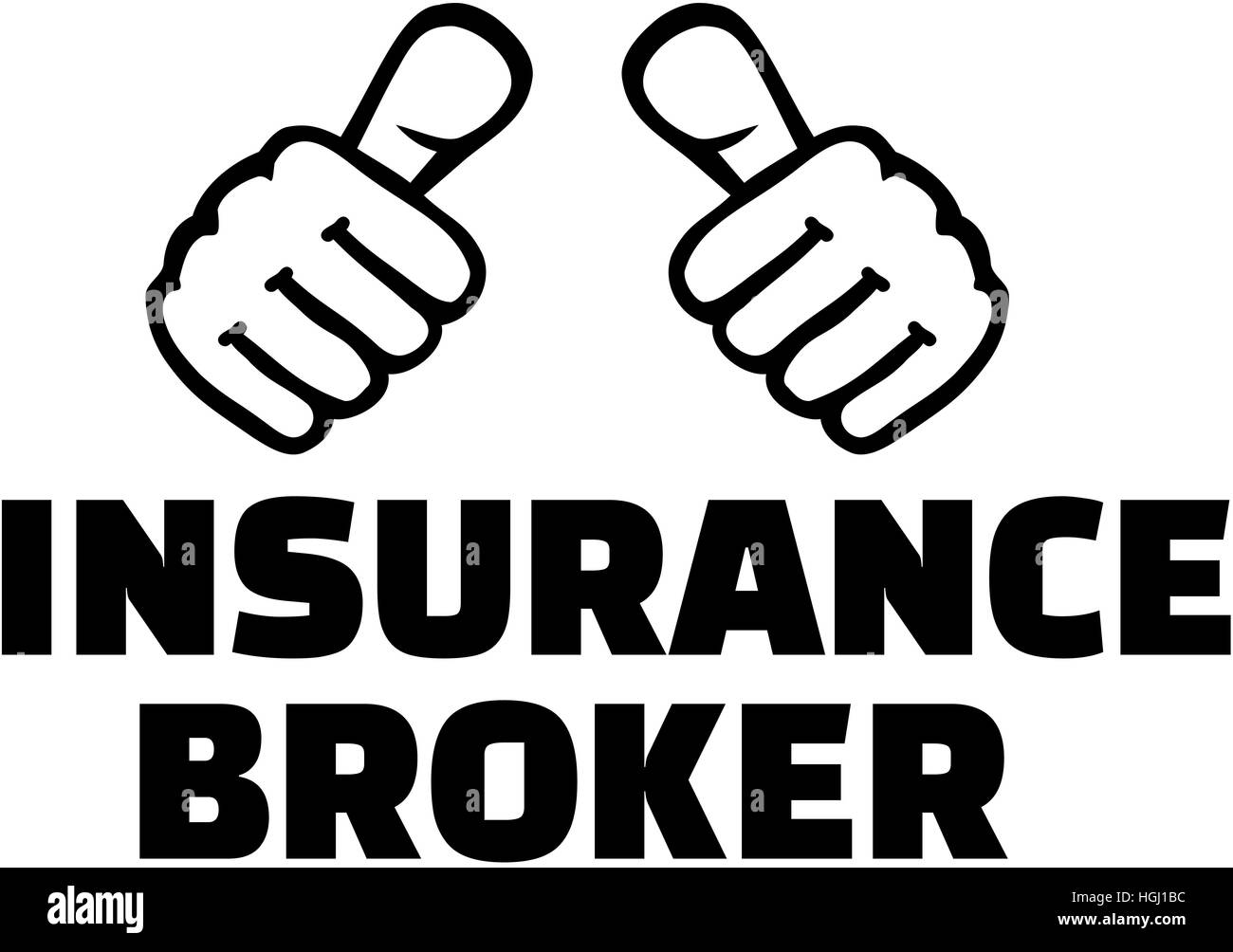 Insurance broker with thumbs. T-Shirt design Stock Photo - Alamy