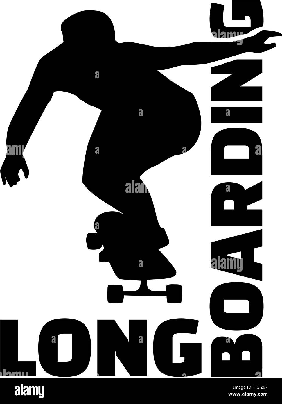Longboard silhouette with word Stock Photo - Alamy