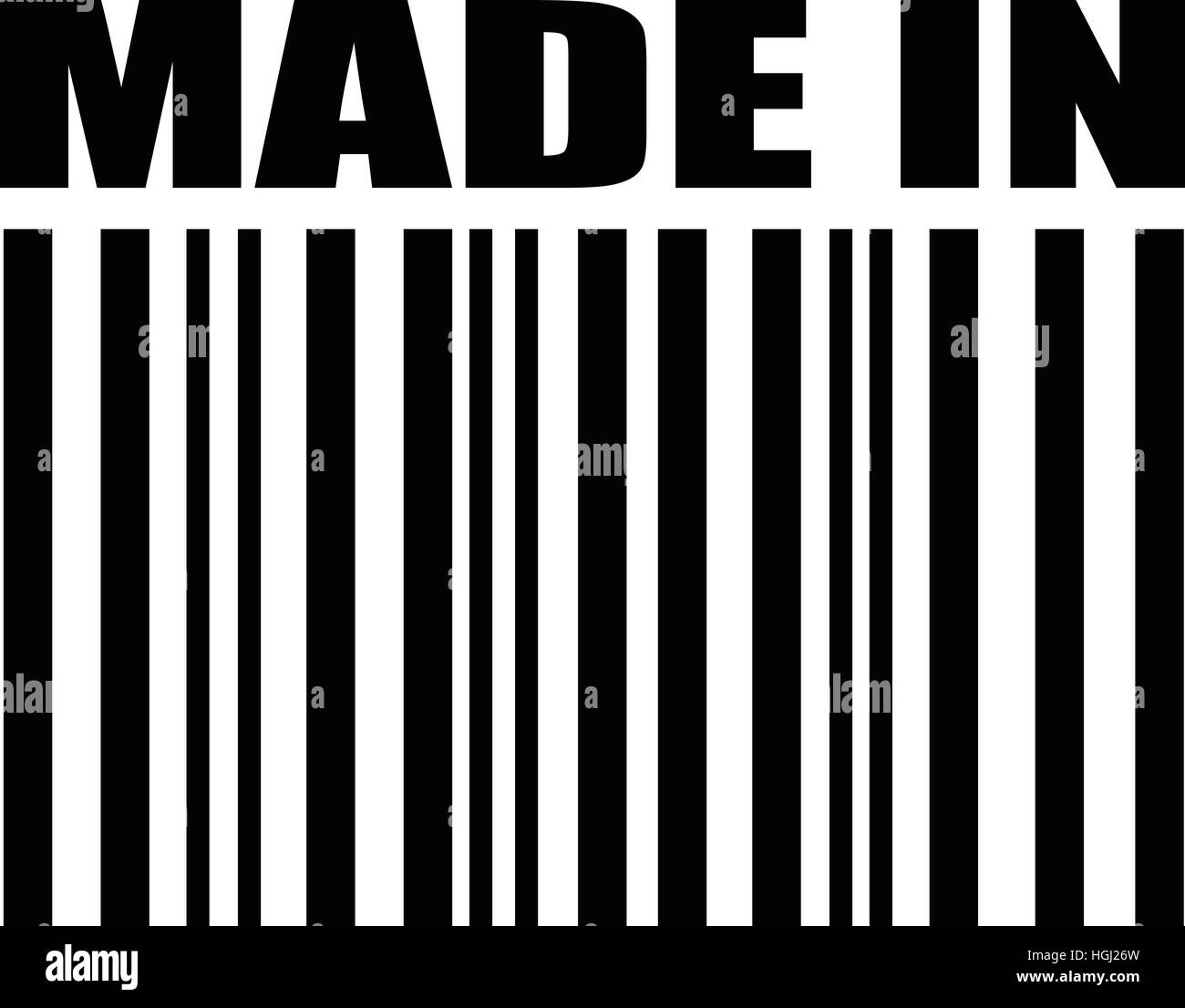 Barcode with Made in text Stock Photo - Alamy