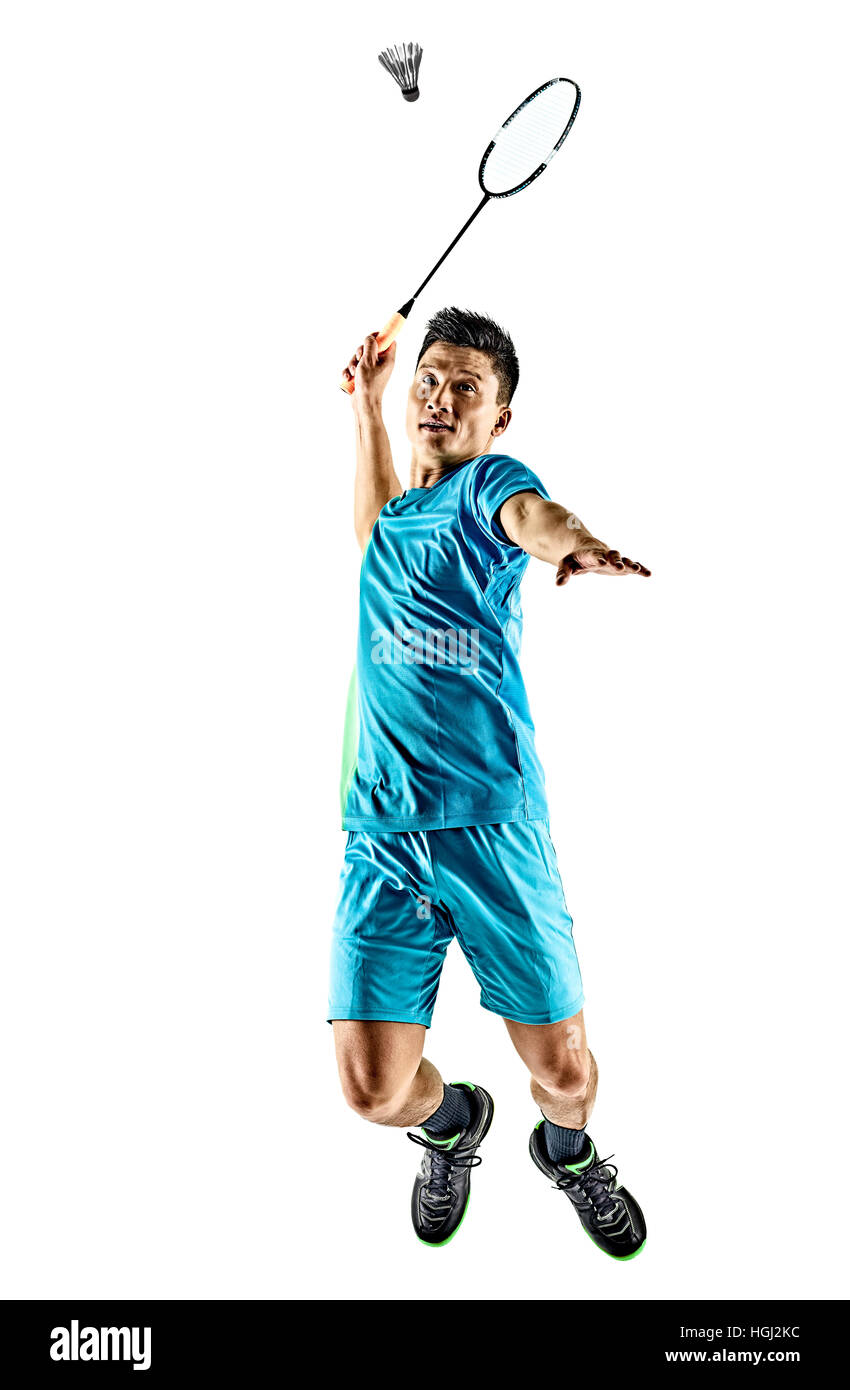 one asian badminton player man isolated on white background Stock Photo ...