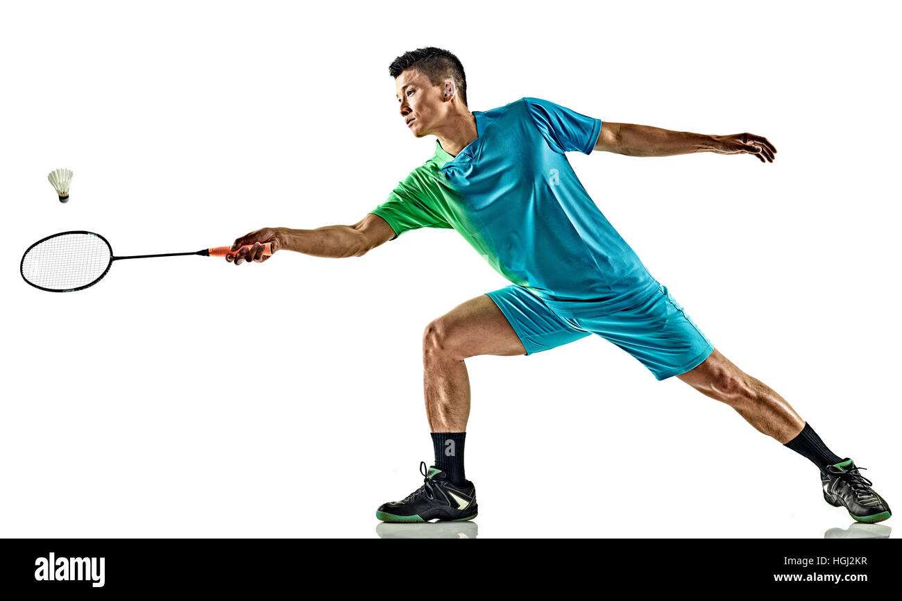 one asian badminton player man isolated on white background Stock Photo ...