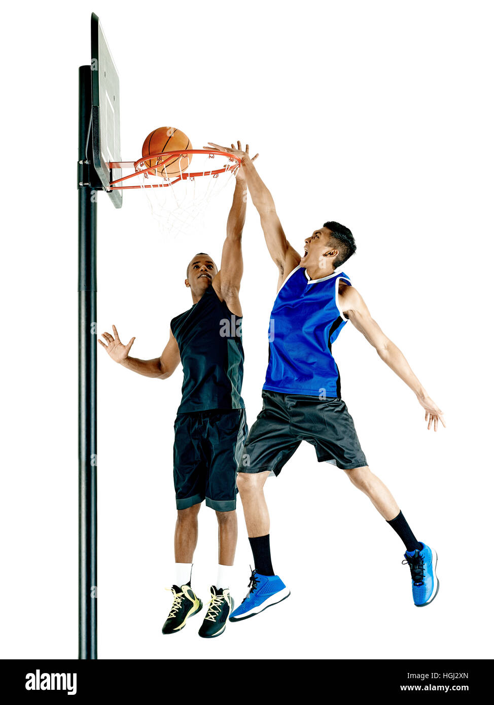 two basketball players men Isolated on white background Stock Photo - Alamy
