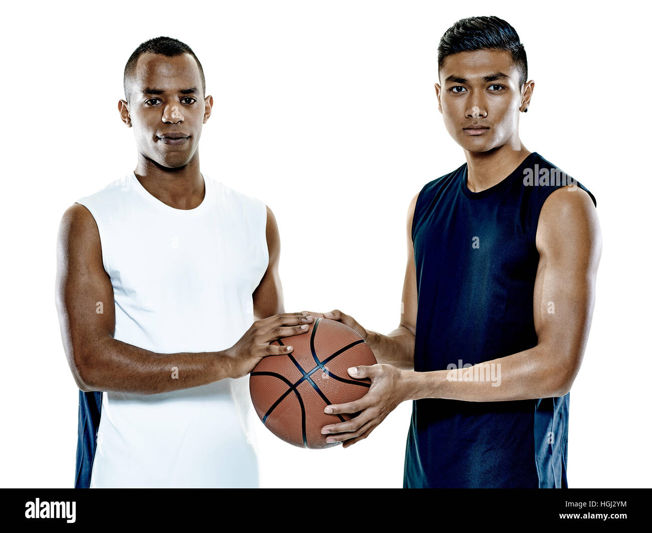 two basketball players men Isolated on white background Stock Photo - Alamy