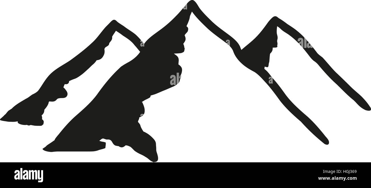 Mountains with three peaks Stock Photo - Alamy