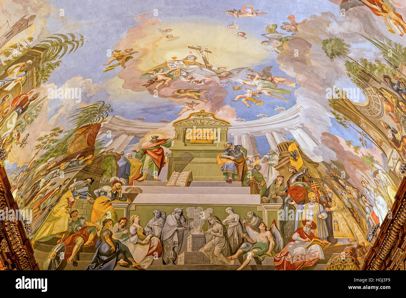 Ceiling in the Philosophical Hall Library of the Strahov Monastery, a ...