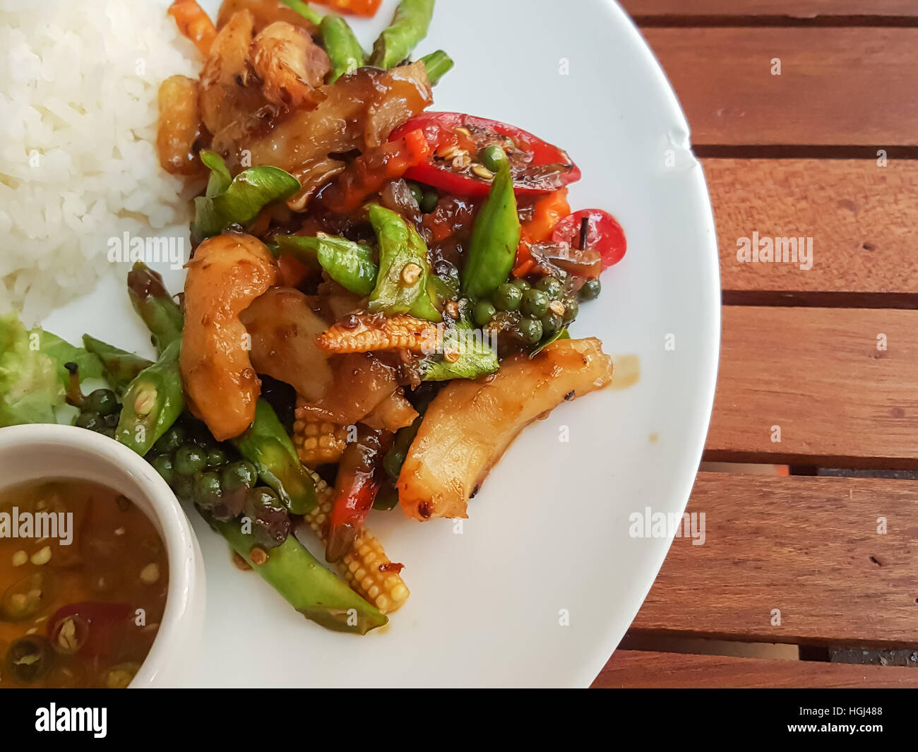 Close-up:Fried Drunken Fish served with spicy sauce Stock Photo - Alamy