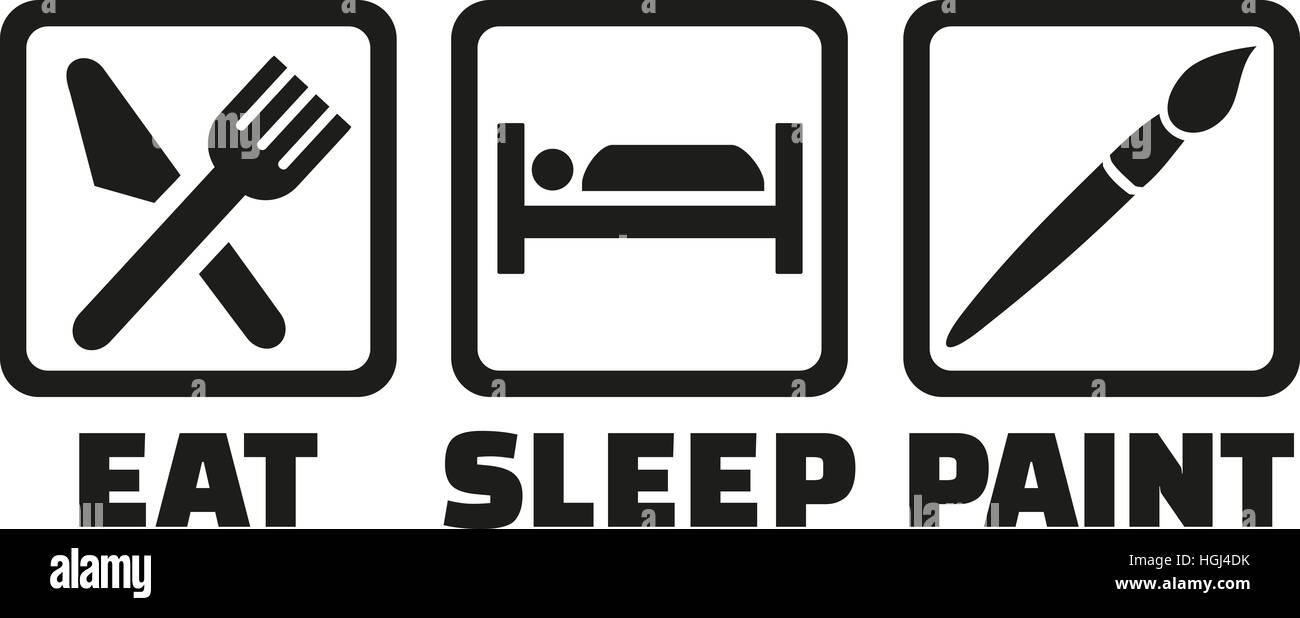 Artist icons - Eat sleep paint Stock Photo - Alamy