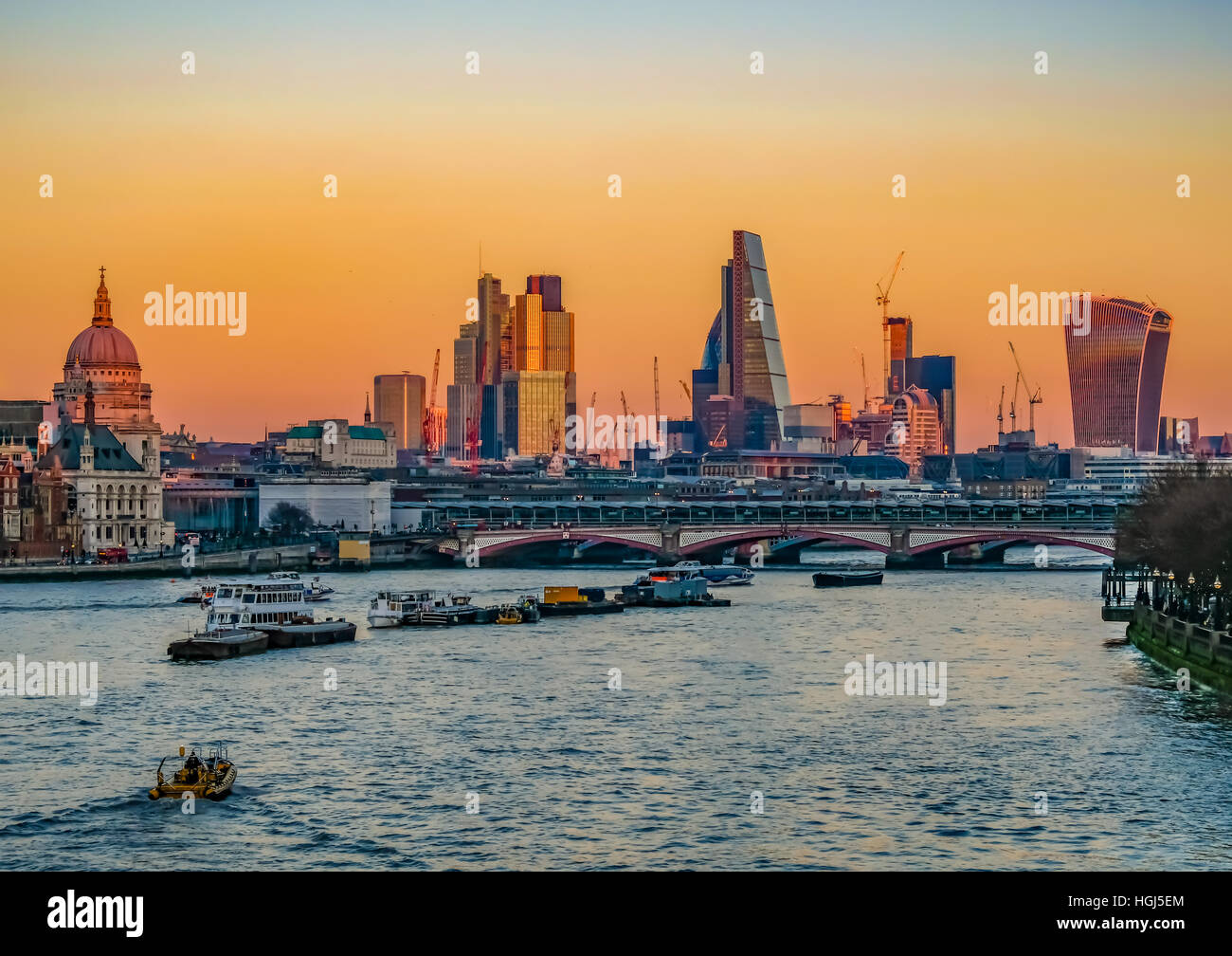 London skyline from Waterloo Bridge. Taken at sunset from Waterloo ...