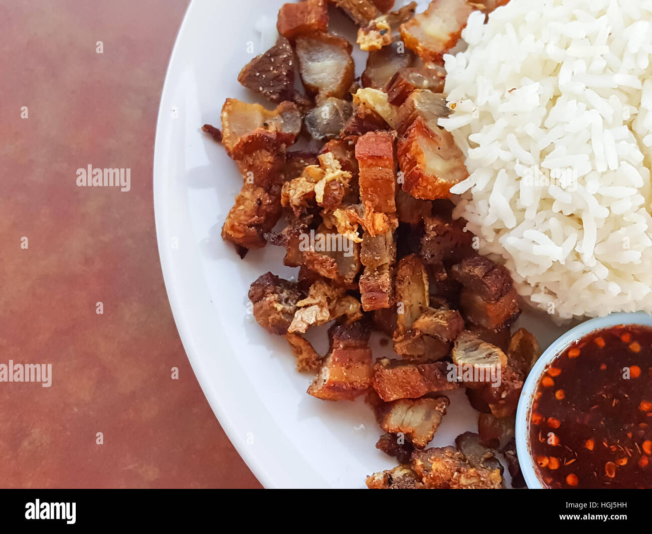 Close up fried pork belly spicy sauce hi-res stock photography and ...