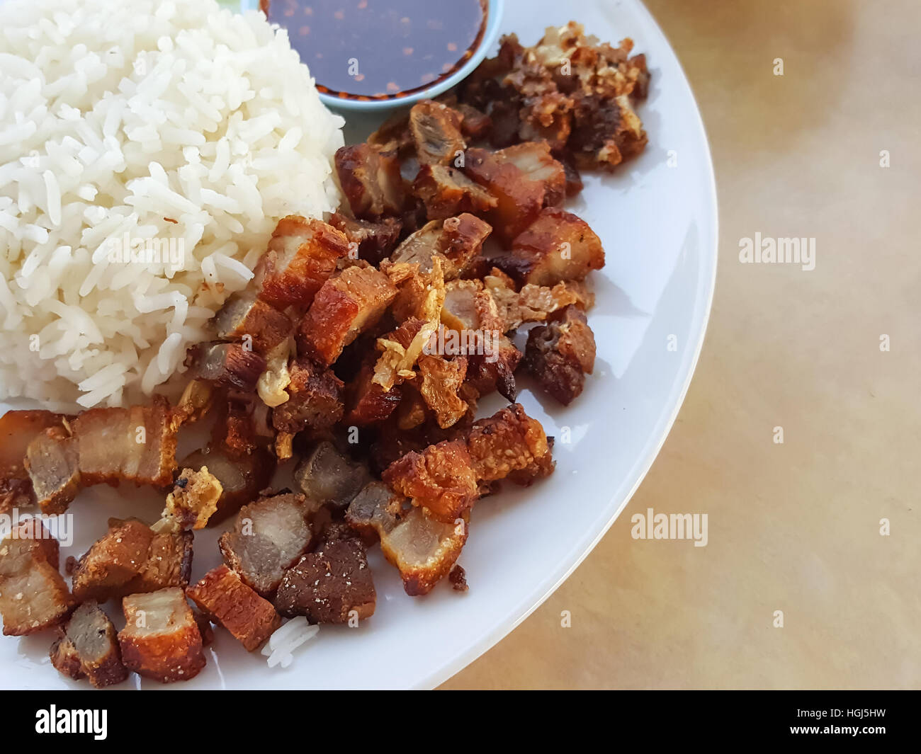 Close up fried pork belly spicy sauce hi-res stock photography and ...