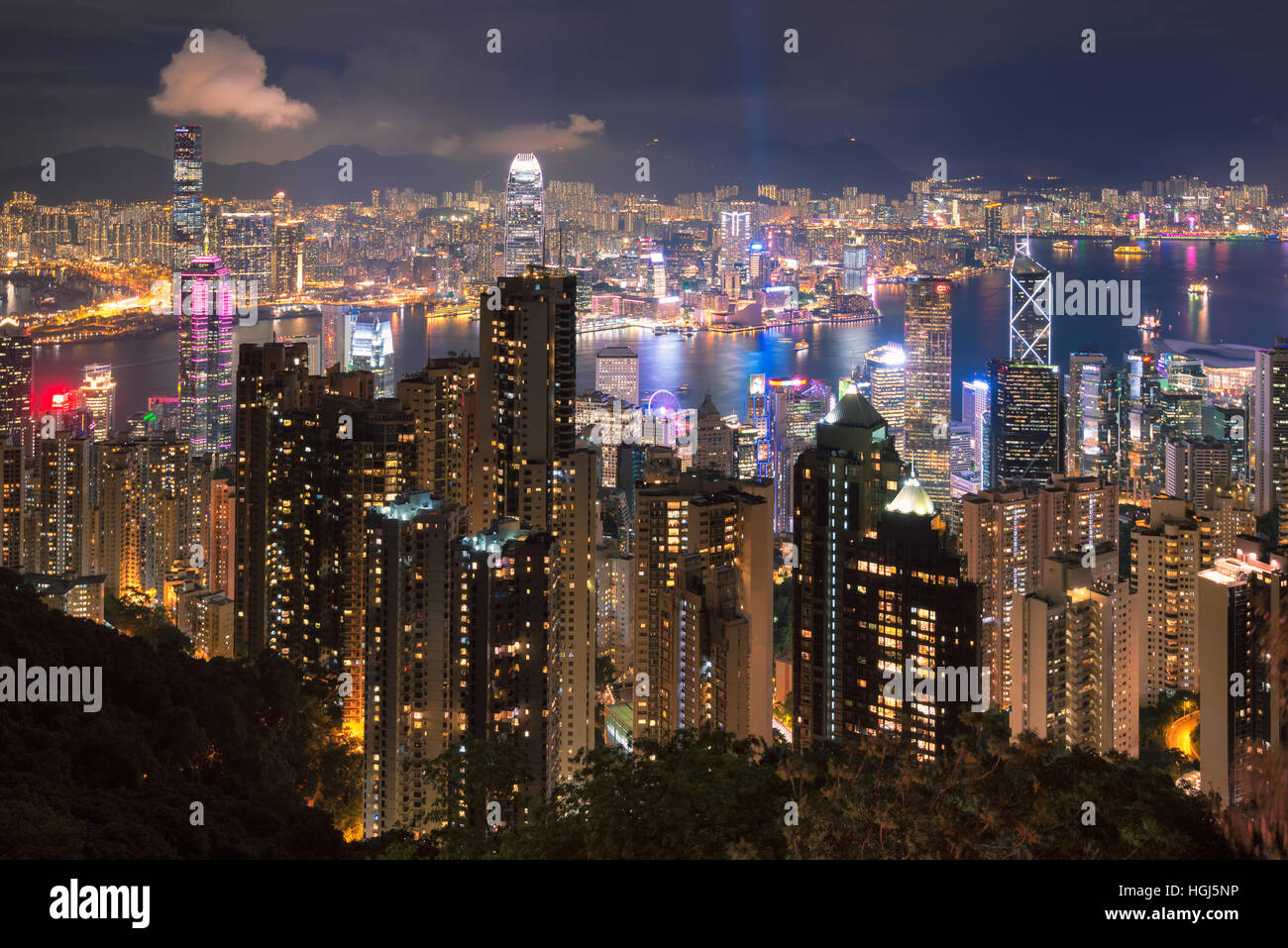 Hong Kong skyline at night Stock Photo - Alamy