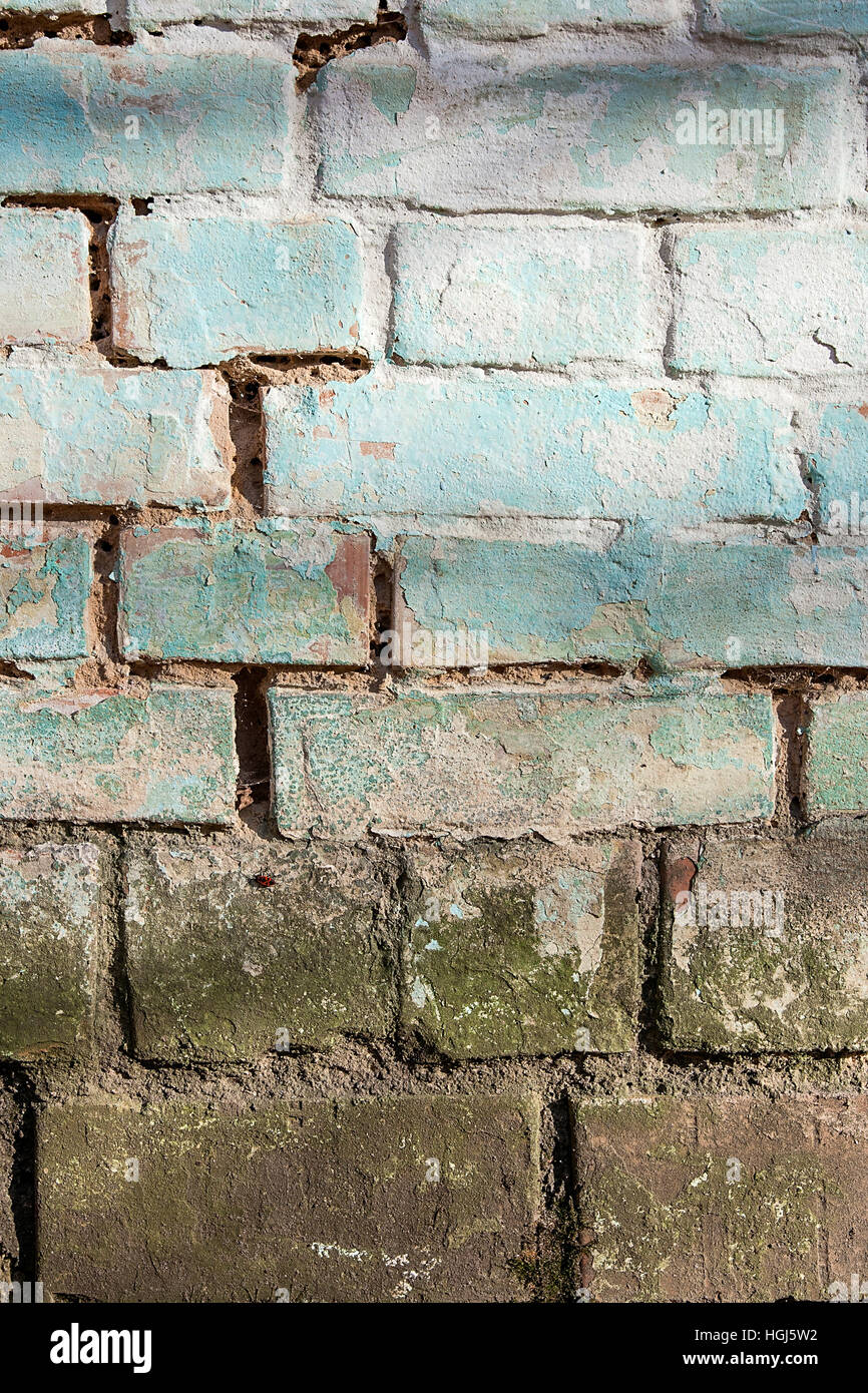 Abandoned brick house wall as vintage background. Old dark red bricks ...