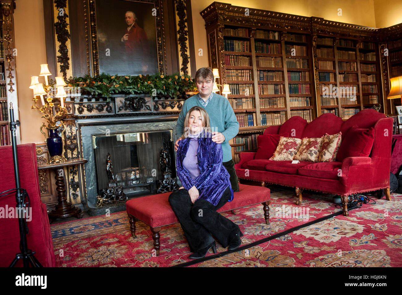 The Earl and Countess of Carnarvon at their home Highclere Castle Near ...