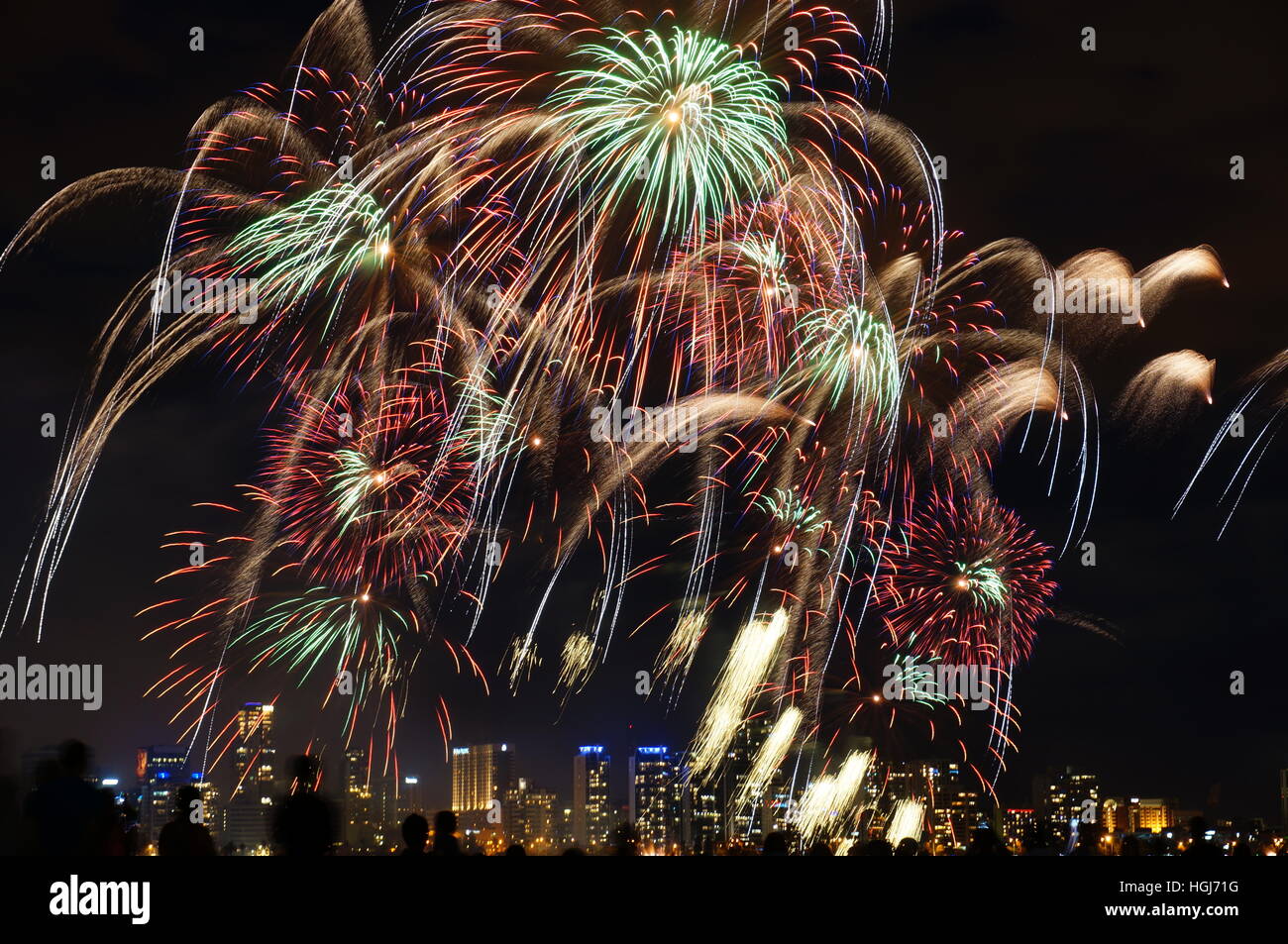 South Perth Foreshore Australia Day Skyworks Stock Photo - Alamy