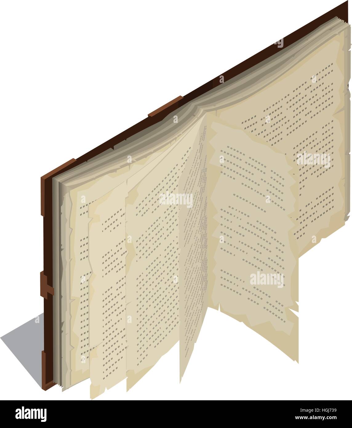 Old 3d colorful open book or tutorial. Isometric flat classbook or ...
