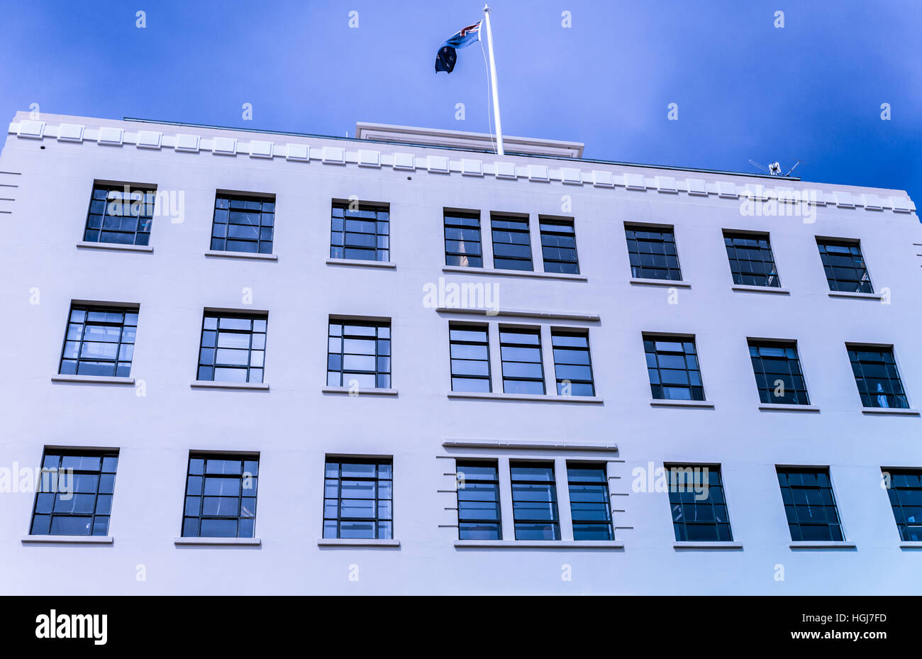 Windows of commercial building in New Zealand Stock Photo - Alamy
