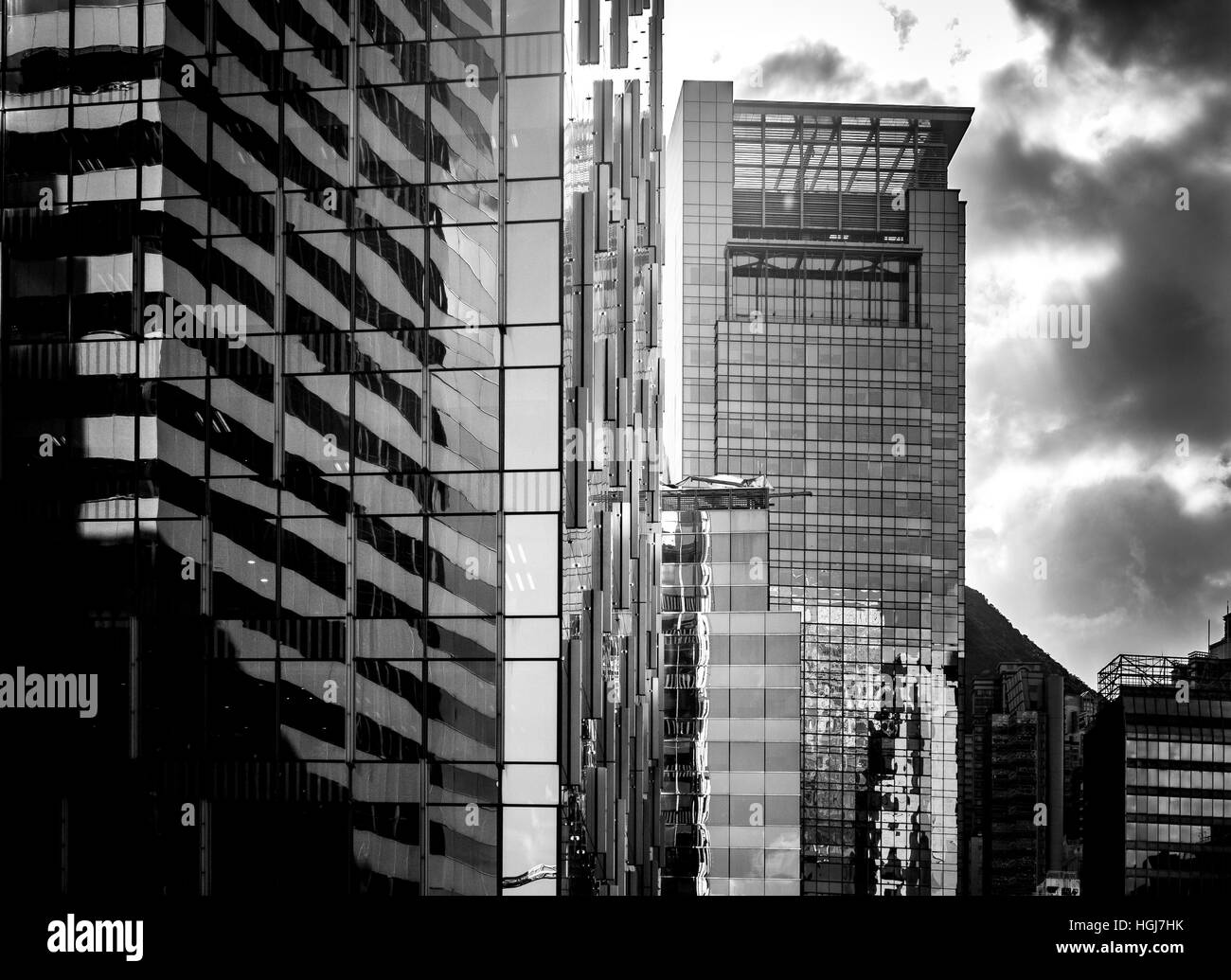 Windows of commercial building in Hong Kong with B&W color Stock Photo ...