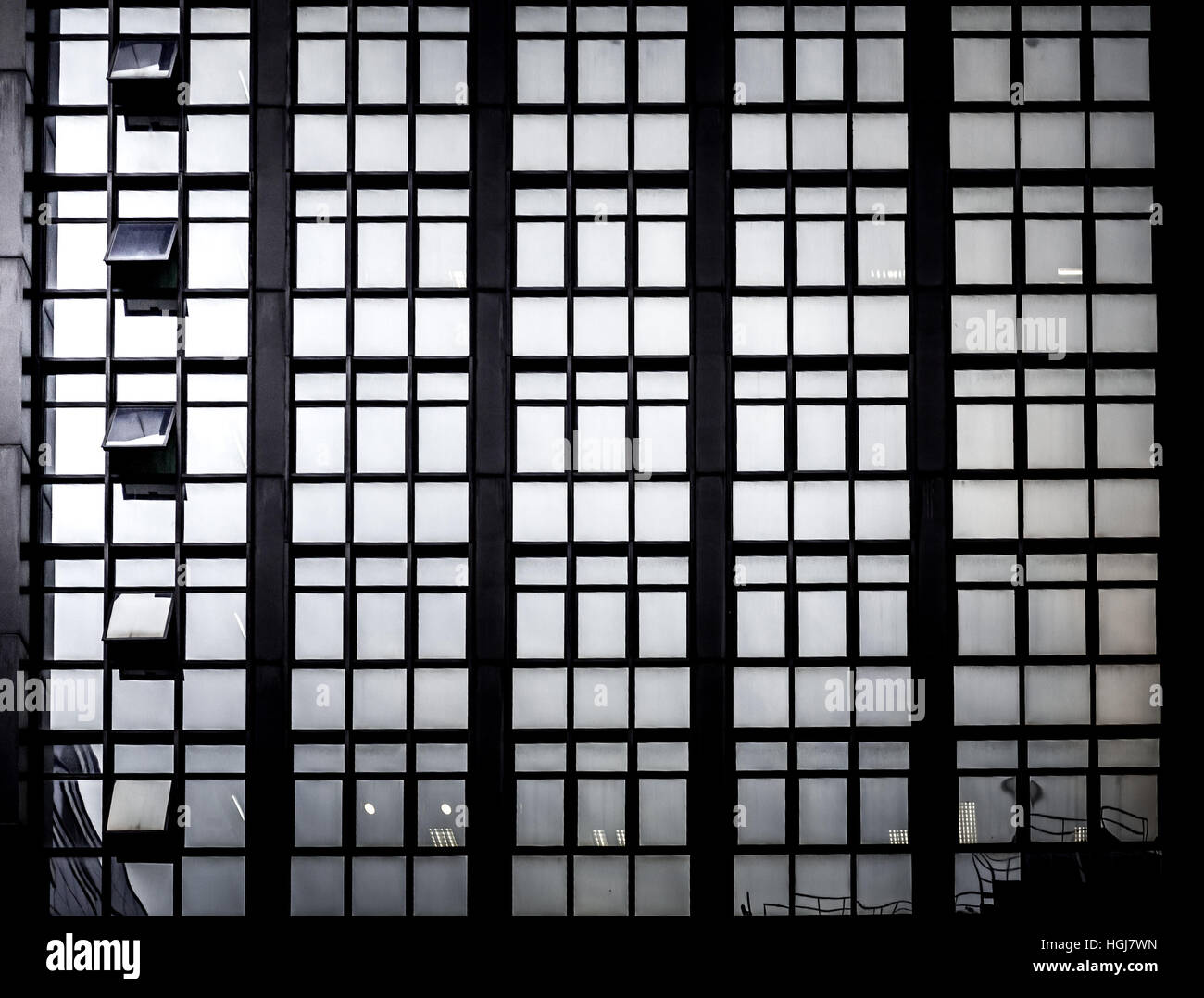 Windows of commercial building in Hong Kong with B&W color Stock Photo ...