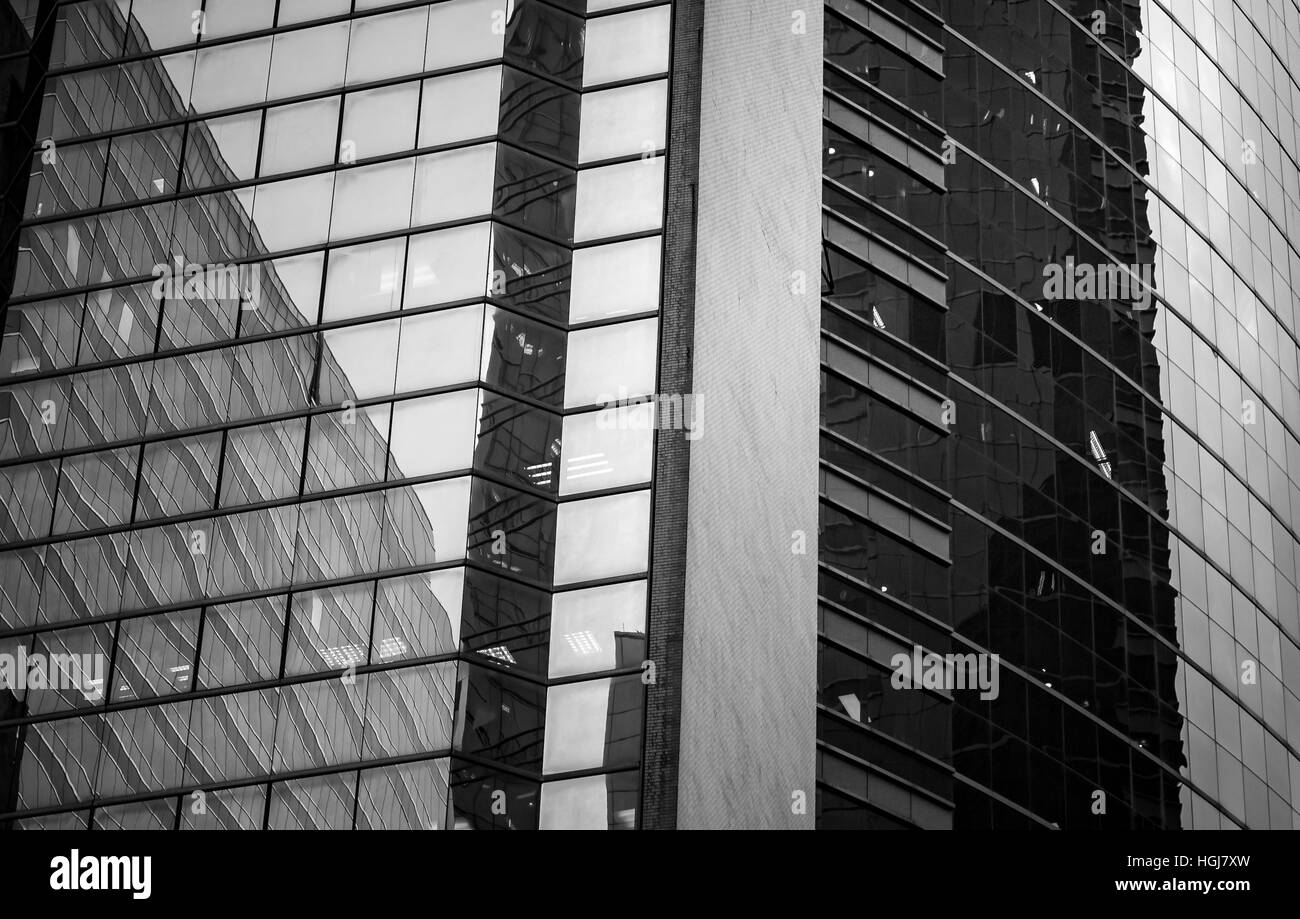 Windows of commercial building in Hong Kong with B&W color Stock Photo ...