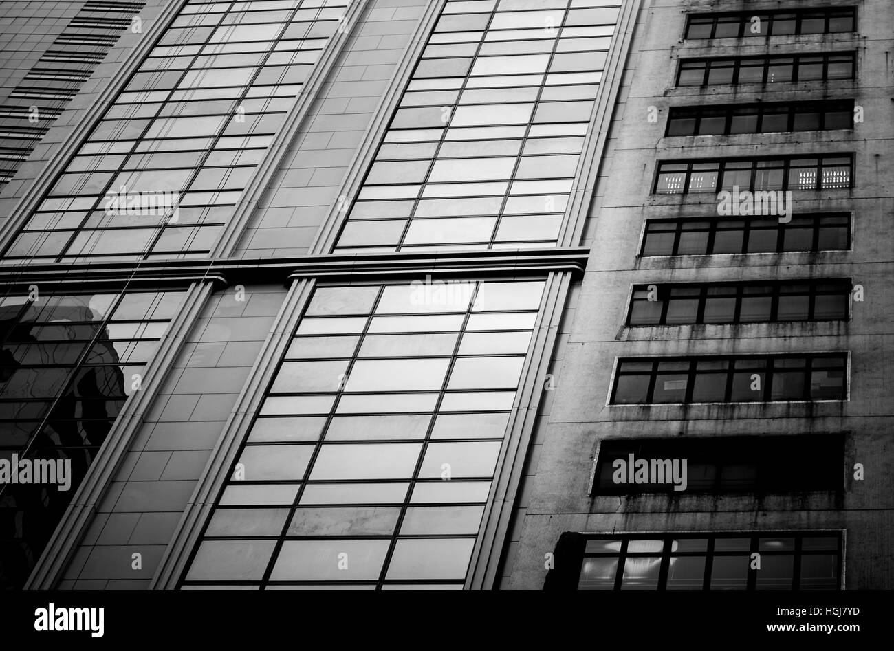 Windows of commercial building in Hong Kong with B&W color Stock Photo ...