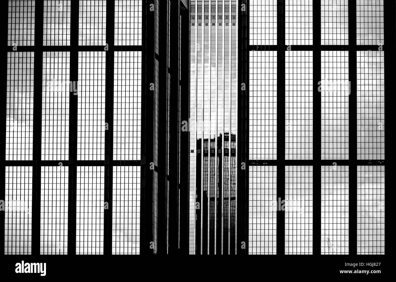 Windows of commercial building in Hong Kong with B&W color Stock Photo ...