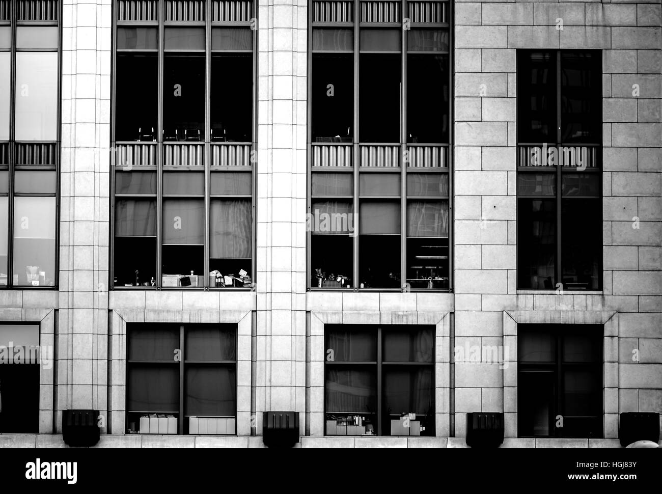 Windows of commercial building in Hong Kong with B&W color Stock Photo ...