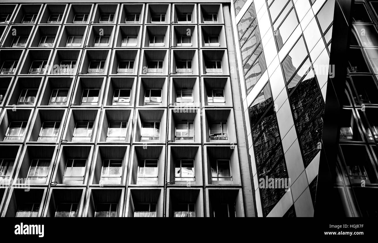 Windows of commercial building in Hong Kong with B&W color Stock Photo ...
