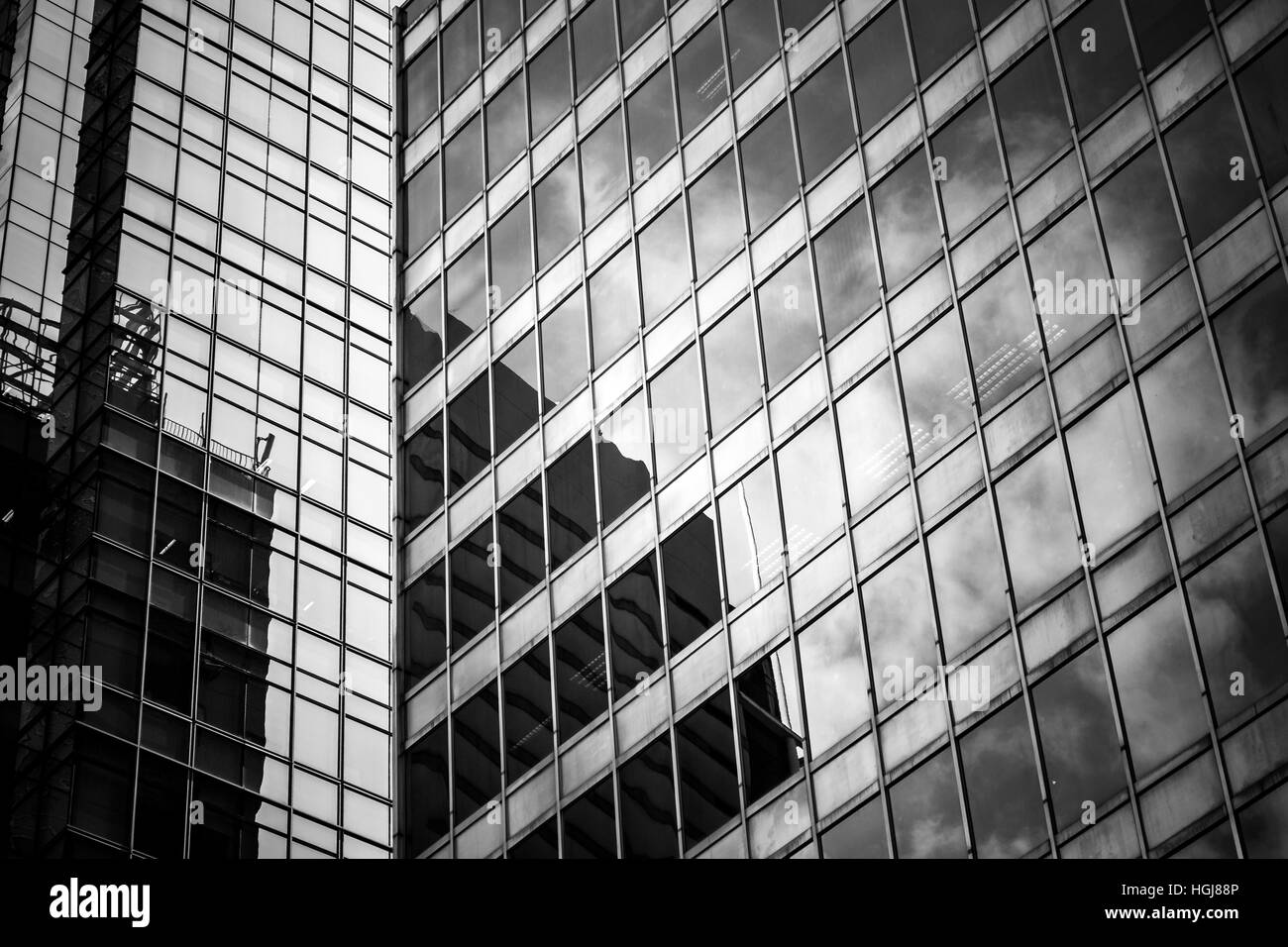 Windows of commercial building in Hong Kong with B&W color Stock Photo ...