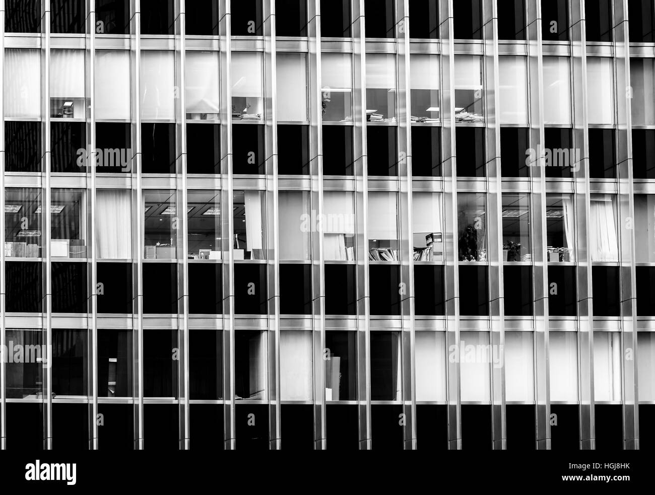 Windows of commercial building in Hong Kong with B&W color Stock Photo ...