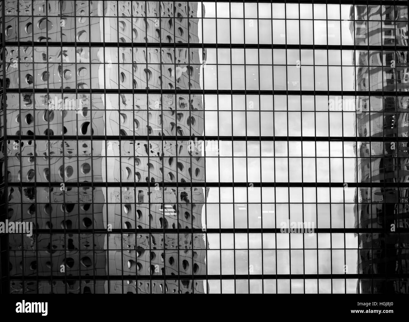 Windows of commercial building in Hong Kong with B&W color Stock Photo ...