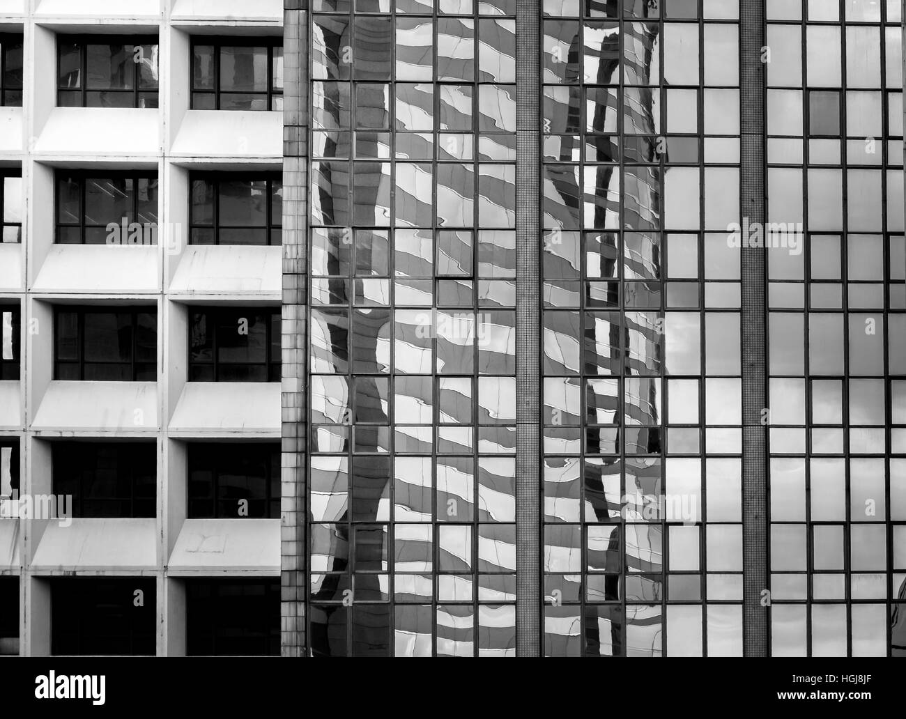Windows of commercial building in Hong Kong with B&W color Stock Photo ...