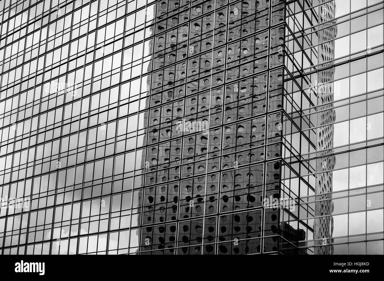 Windows of commercial building in Hong Kong with B&W color Stock Photo ...