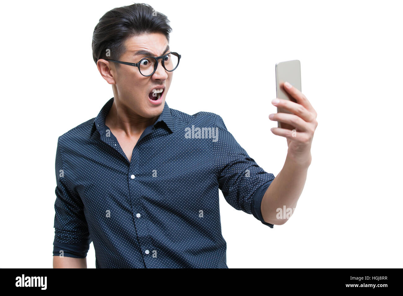 Asian shouting angry at phone hi-res stock photography and images - Alamy
