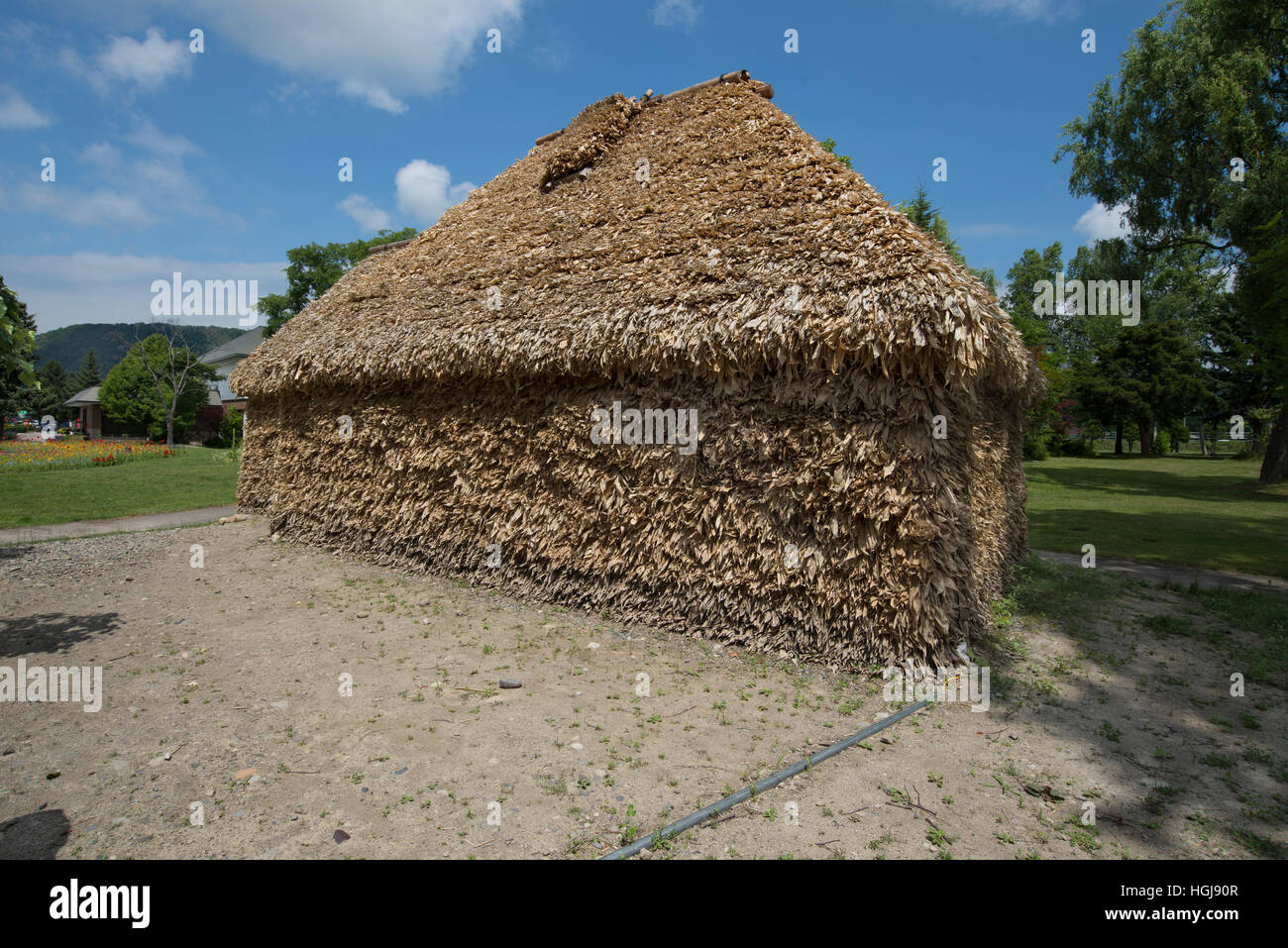 Japan, Traditional Ainu 'chise' house made of wood and thatch Stock ...