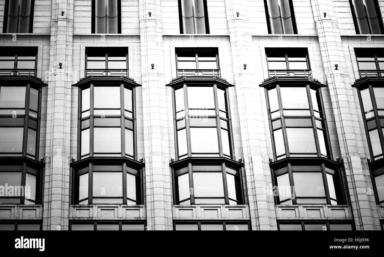 Windows of commercial building in Hong Kong with B&W color Stock Photo ...