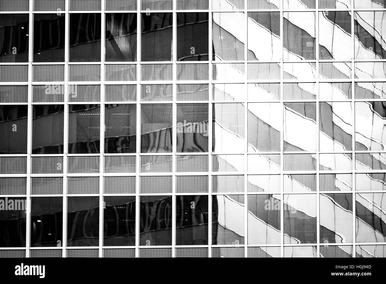 Windows of commercial building in Hong Kong with B&W color Stock Photo ...