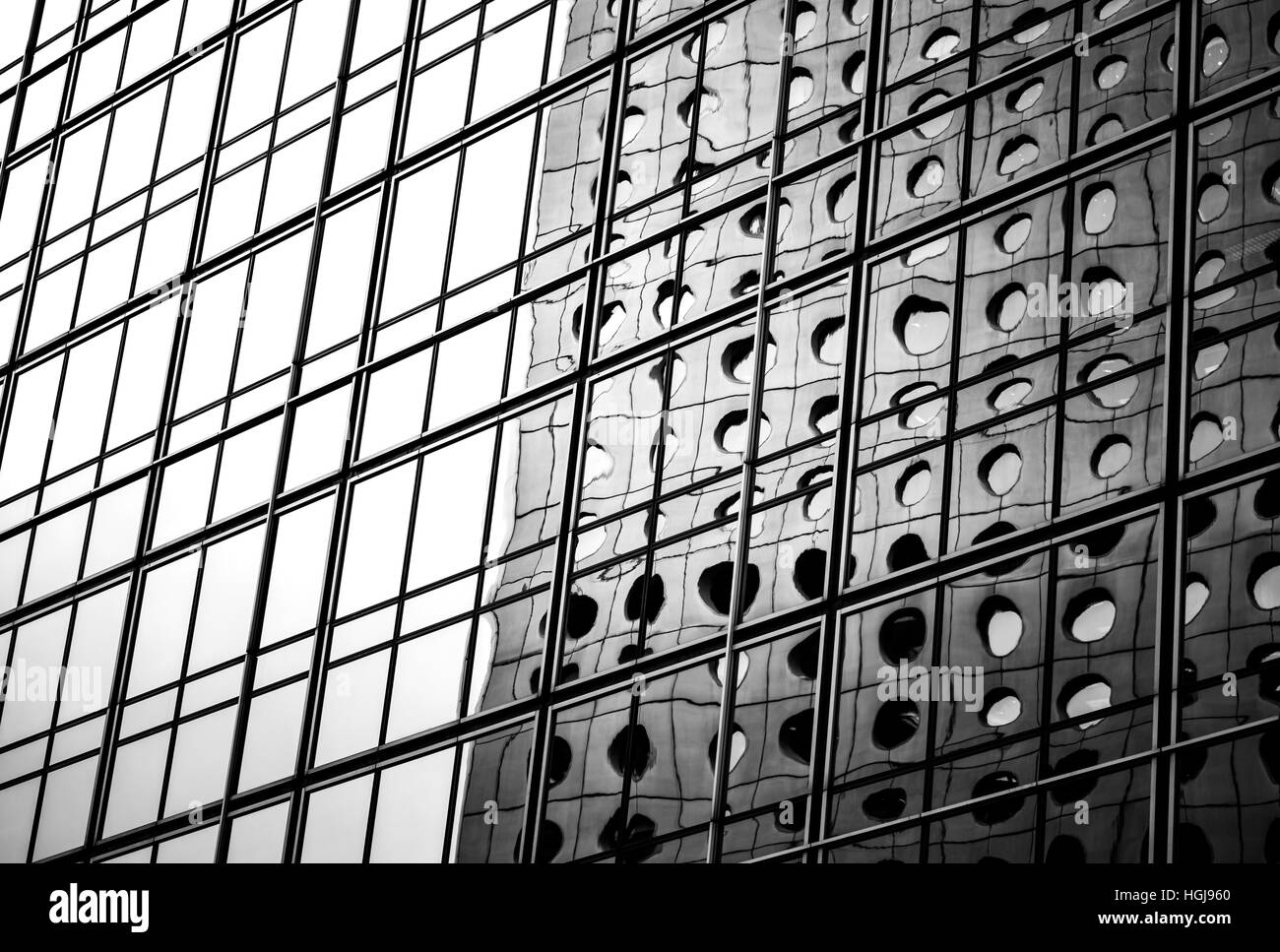 Windows of commercial building in Hong Kong with B&W color Stock Photo ...