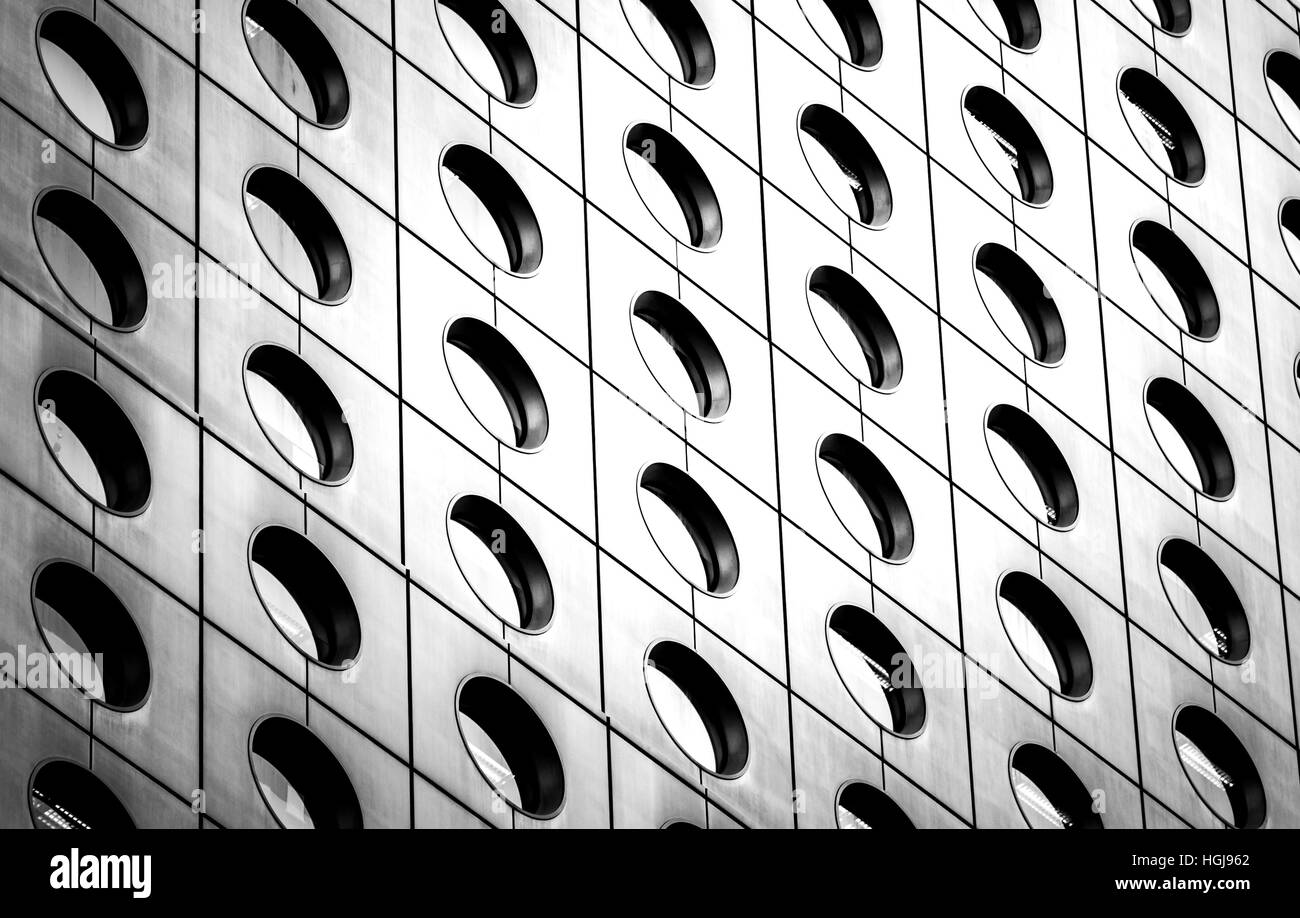 Windows of commercial building in Hong Kong with B&W color Stock Photo ...