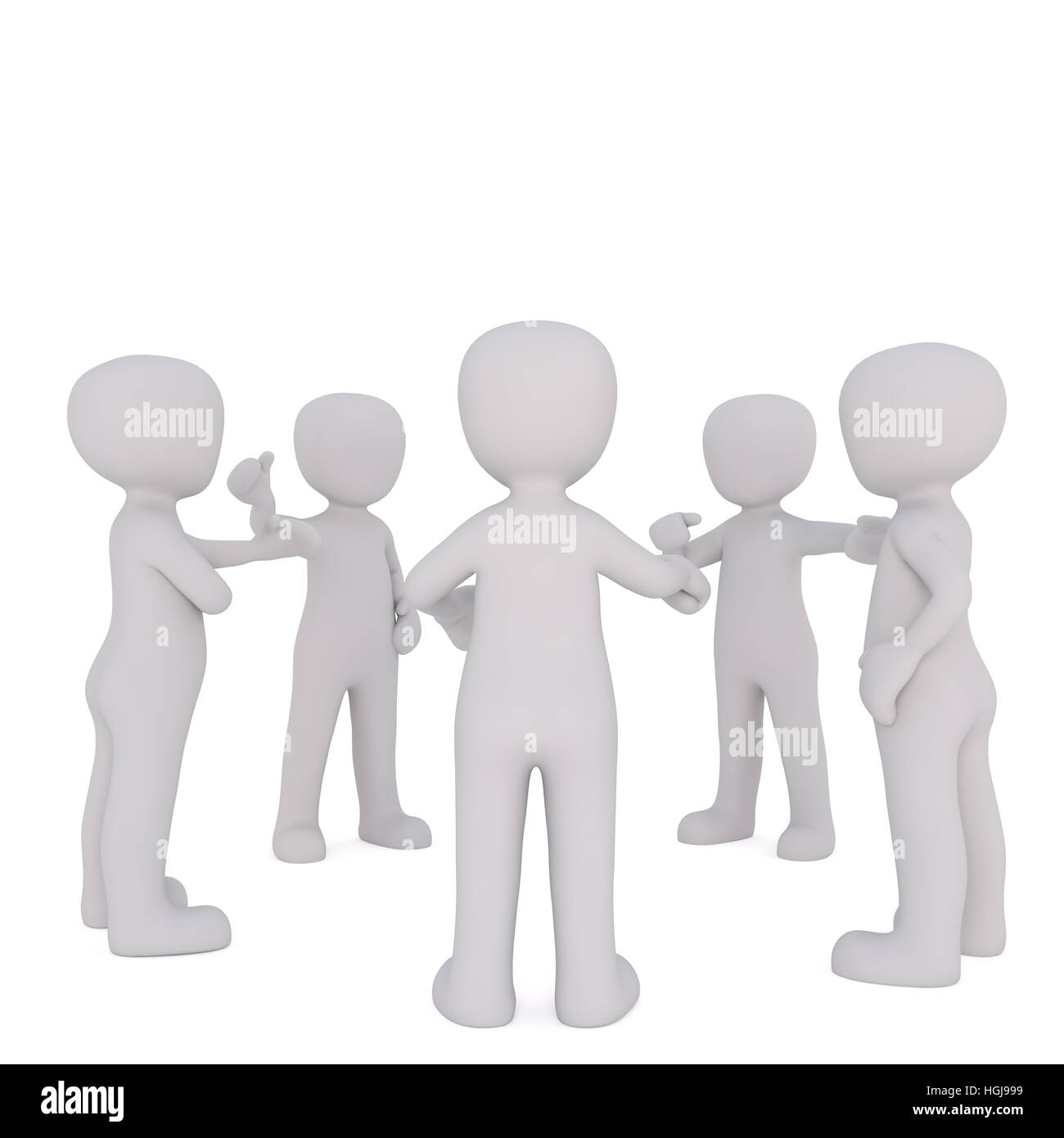 Several faceless cartoon men colleagues standing in circle and ...