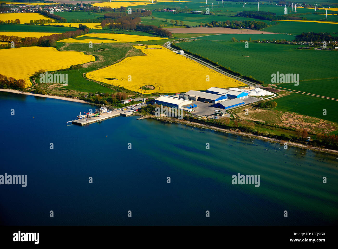 Aerial view of Vierow harbour Stock Photo - Alamy